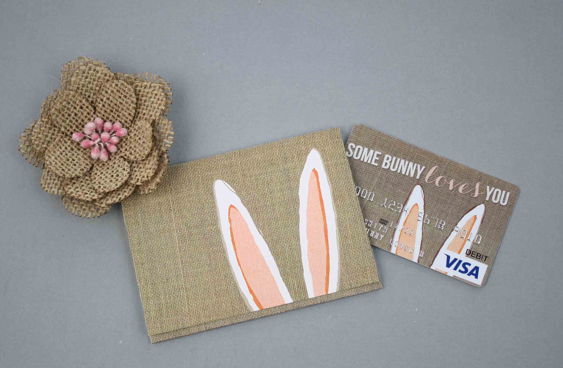 Free Printable Burlap Bunny Easter Gift Card Holder GCG